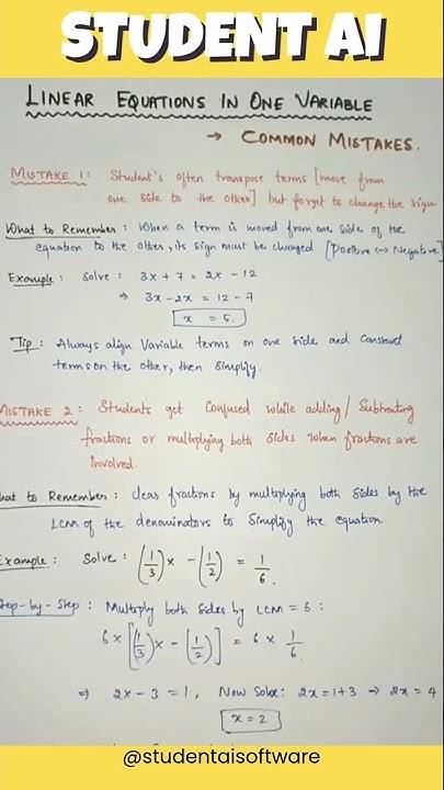 Class 8th | Maths | Common Mistakes | Linear equations in one variables ...