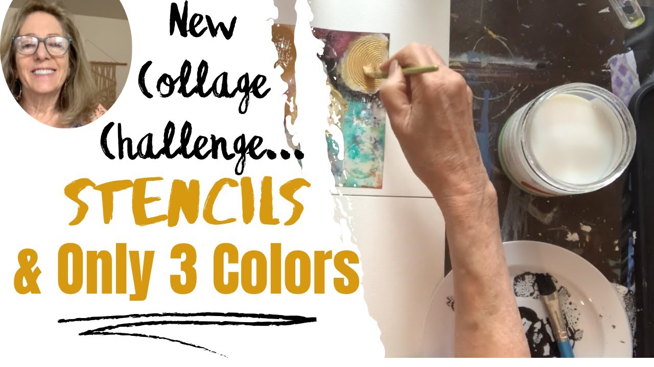 Collage Challenge With Stencils And Only Three Colors #artforbeginners ...