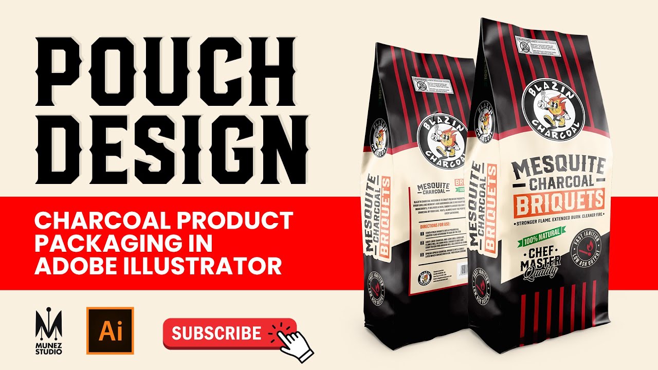 How to design pouch in Adobe Illustrator 2025 | Charcoal pouch ...