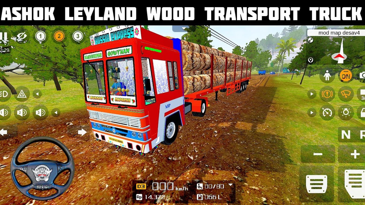 Ashok Leyland Wood Transport Truck Driving On Offroad | Mod Bussid ...
