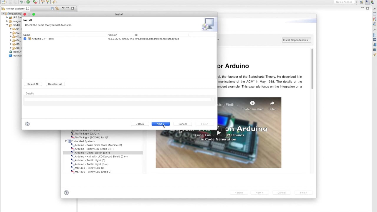 How To Install Example Dependencies In Yakindu Statechart Tools Youtube