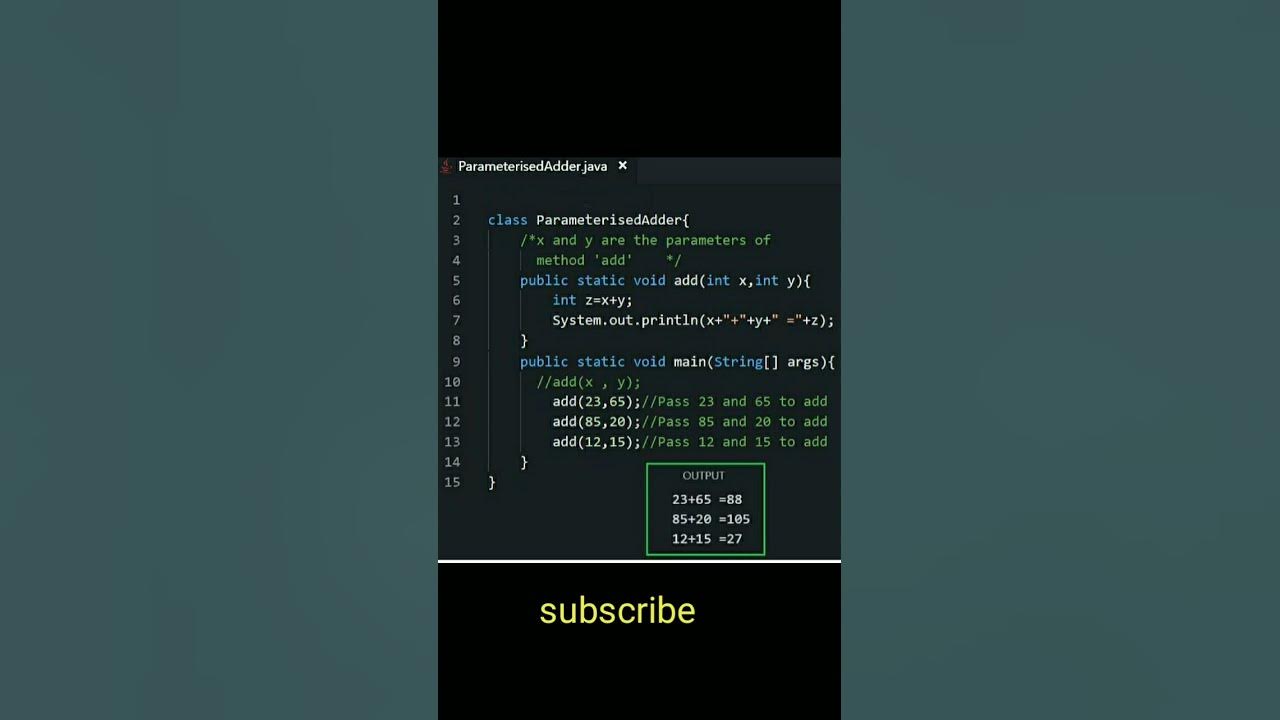 Parameterized Method In Java Simple Example Code Java Programming