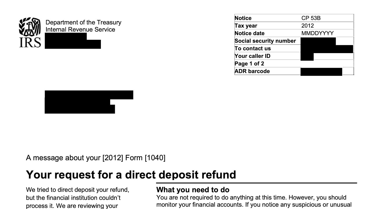 How to understand your CP53B Notice (Your financial institution couldn ...