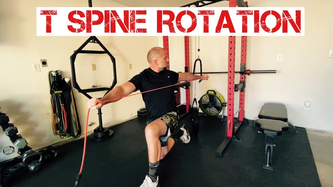 HALF KNEELING RESISTANCE BAND T-SPINE ROTATION - YouTube