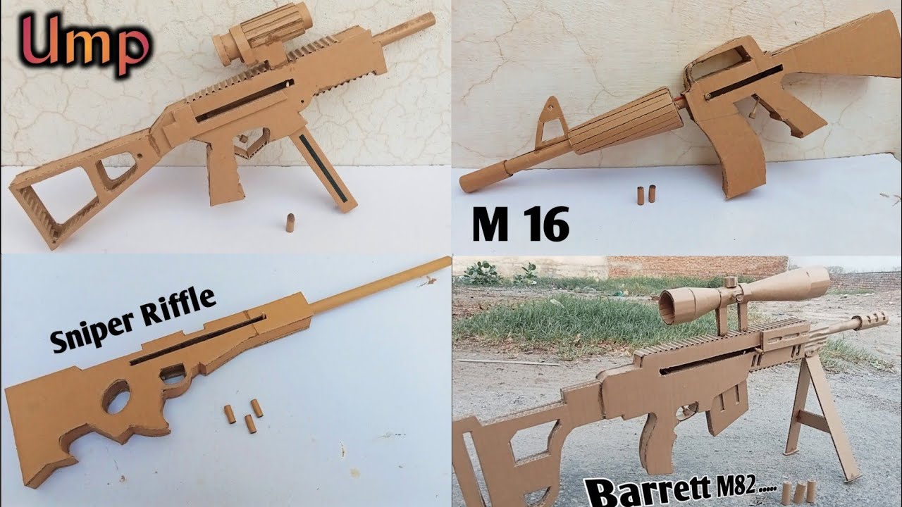 Amazing Cardboard Guns | UMP, M16, Sniper Rifle & Barrett M82 Tutorial ...