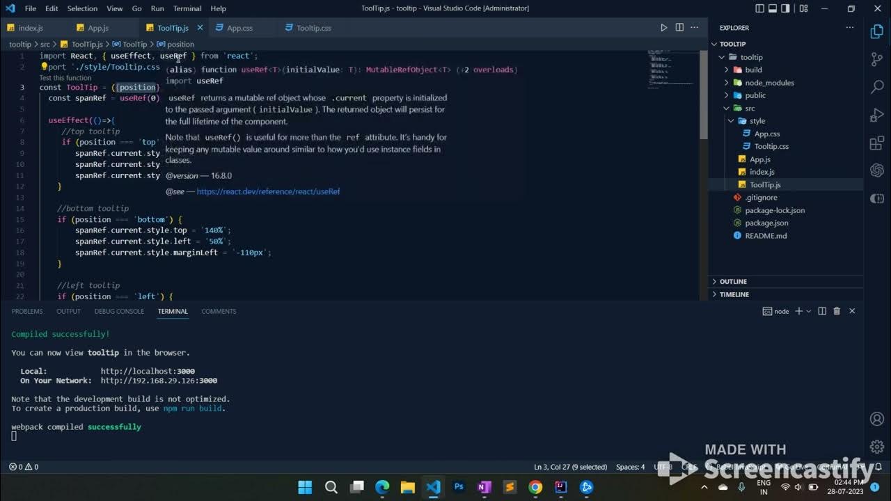 React ToolTips Tutorial - Create Custom Tooltip Component with React and CSS - YouTube