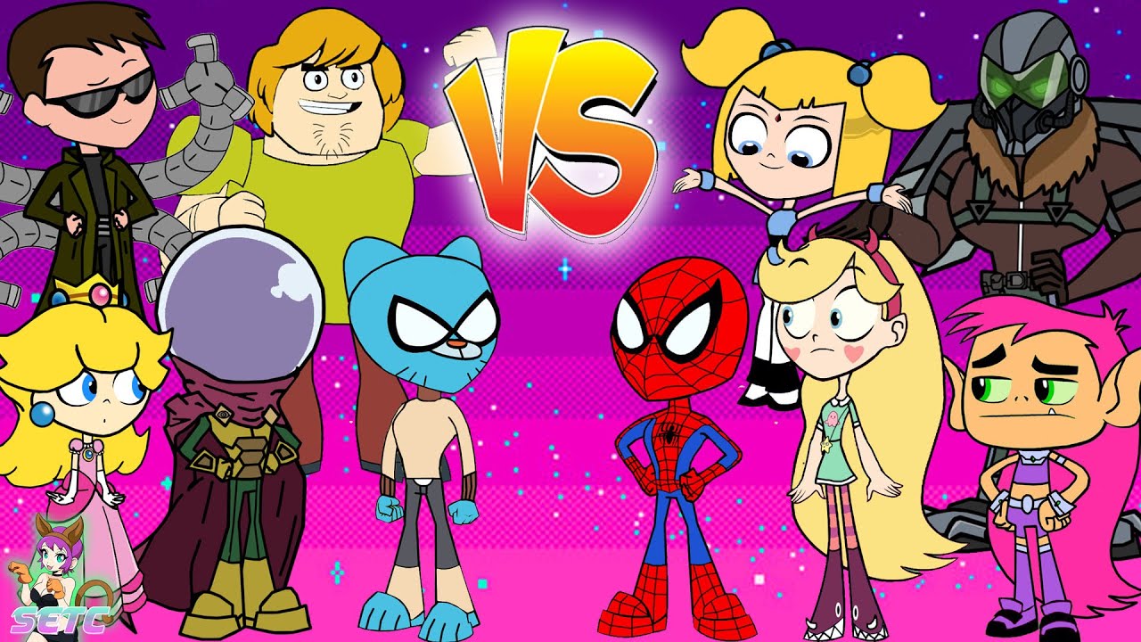 Teen Titans Go! vs. Mario Spiderman and friends Cartoon Character Color ...