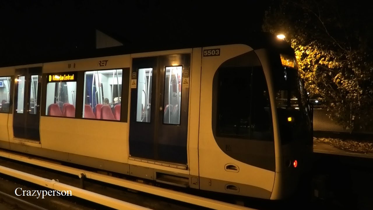 RET Metro Zalmplaat naar Rotterdam Centraal - (R)SG3 Lijn D (Avond ...