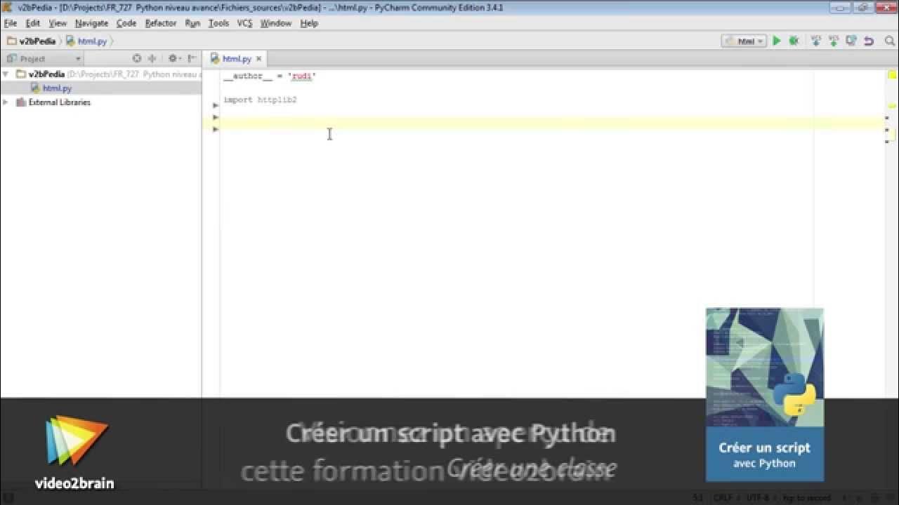 Tutoriel Créer un script avec Python : Créer une classe | video2brain.com - YouTube
