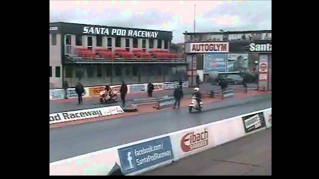 Scooter drag racing - Straightliners final round at Santa Pod - YouTube
