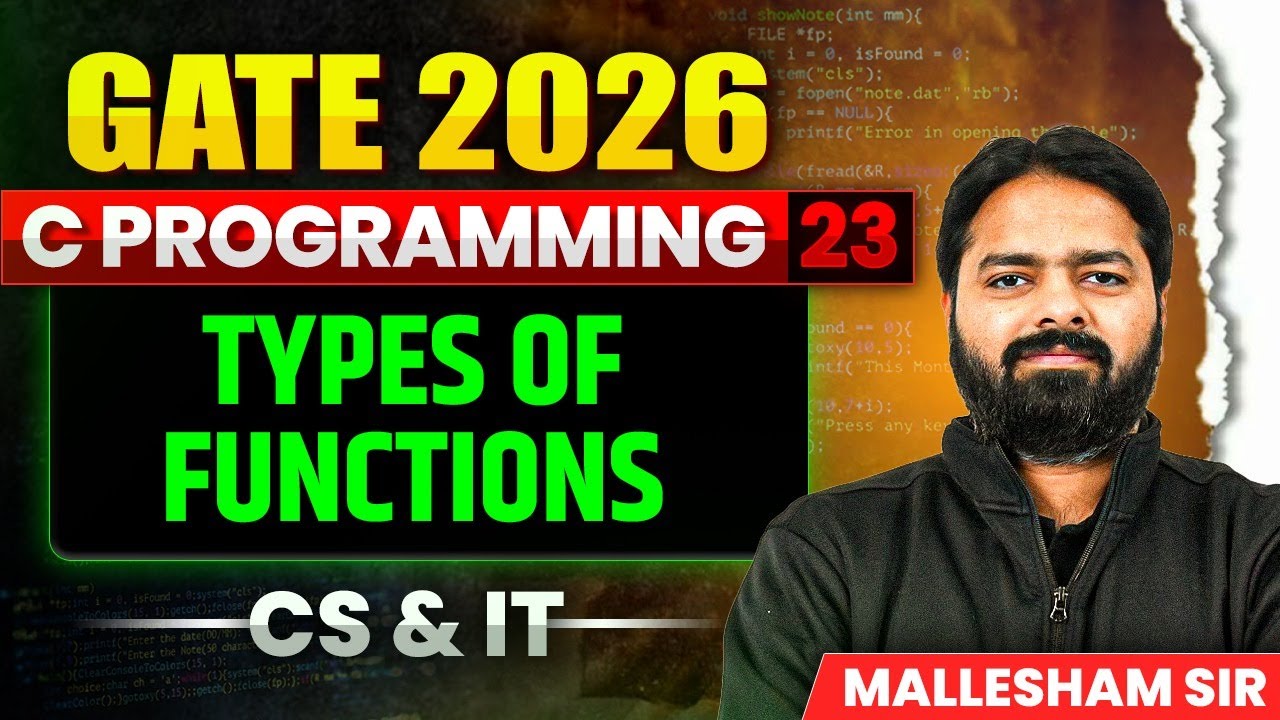 GATE 2026 | C Programming 23 | Types Of Functions | CS & IT - YouTube