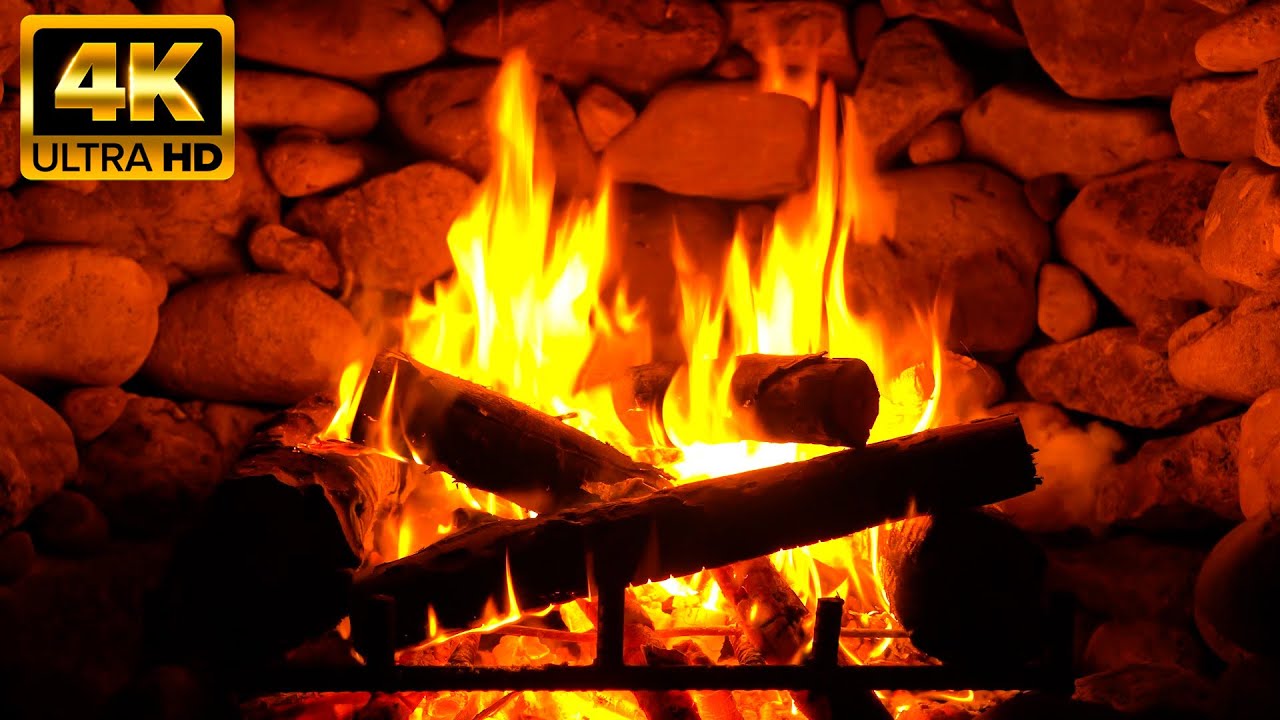 High Quality Relaxing Fireplace 4K & Crackling Fire Sounds with Warm ...