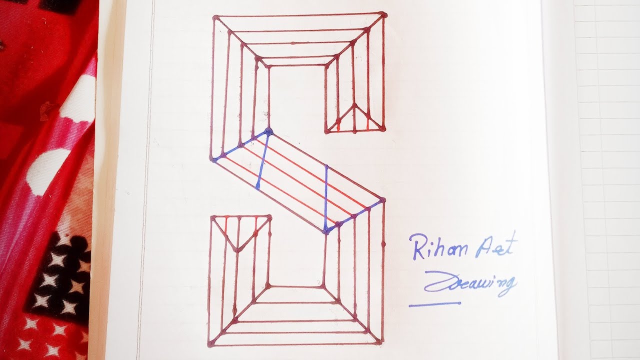 👑How to Draw the Letter S in 3D easy drawing with kids 👑#S3d art # ...