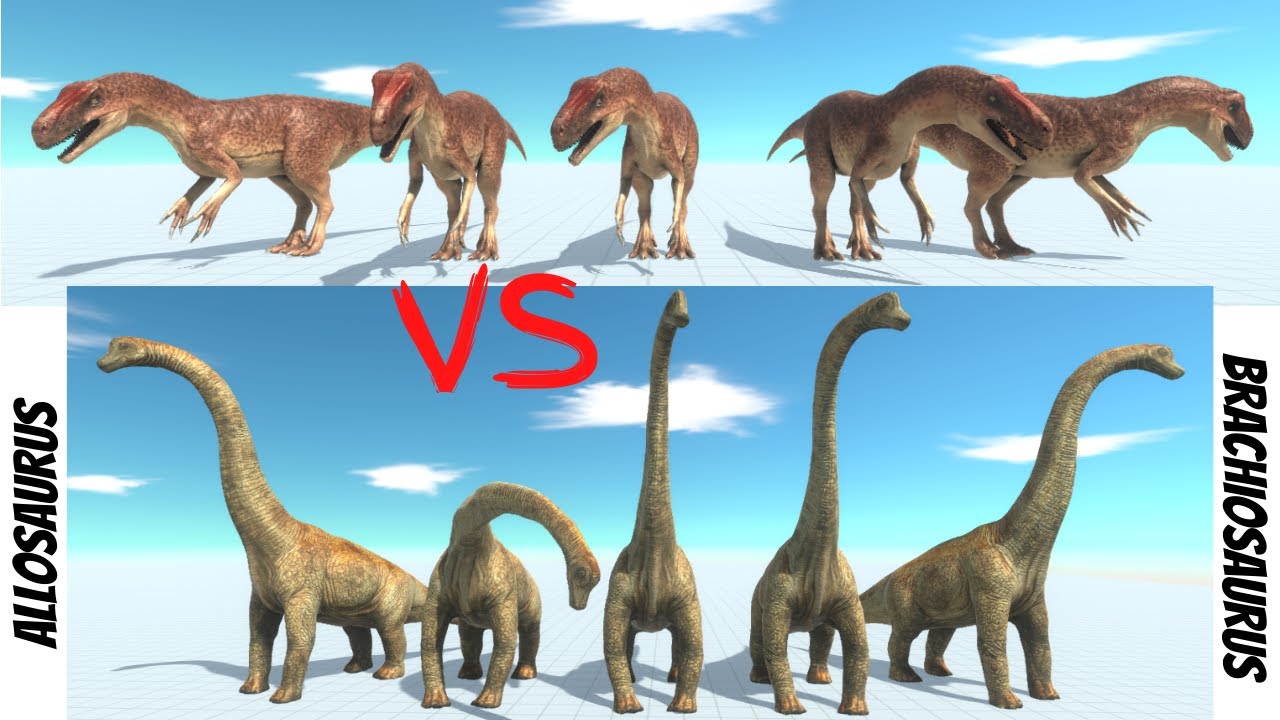 5 Allosaurus🦖vs 5 Brachiosaurus🦕- Animal Revolt Battle Simulator - YouTube