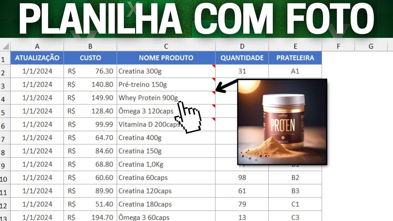 Como Fazer Planilha com Foto no Excel | Mostrar Imagem Automática ao ...