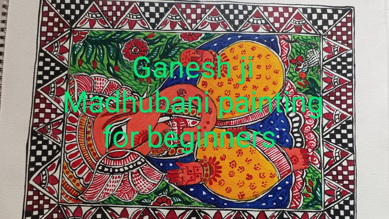 Ganesh ji in Madhubani (Mithila) painting for beginners - YouTube