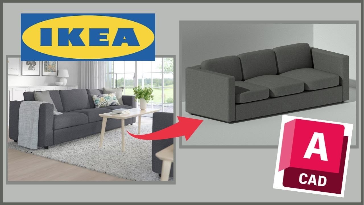 AutoCAD 3D Model - IKEA Sofa Illustration - YouTube