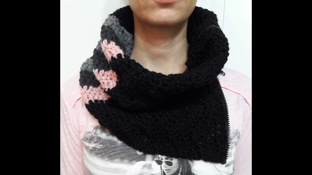 ευκολος Πλεκτος Λαιμος με ζικ ζακ πλεξη - How to crochet chevron cowl ...