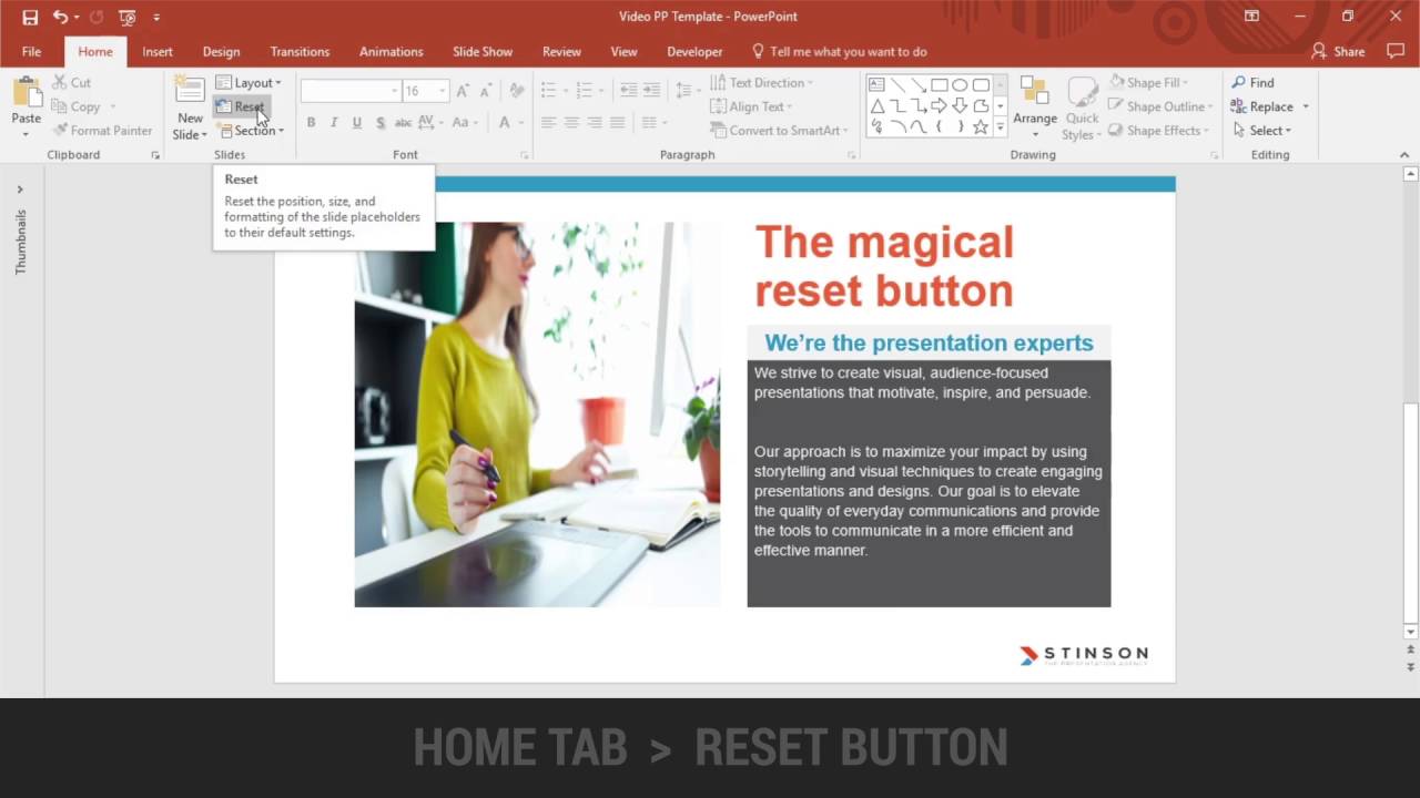 PowerPoint Tips The Reset Button YouTube PowerPoint Tips The Reset Button YouTube