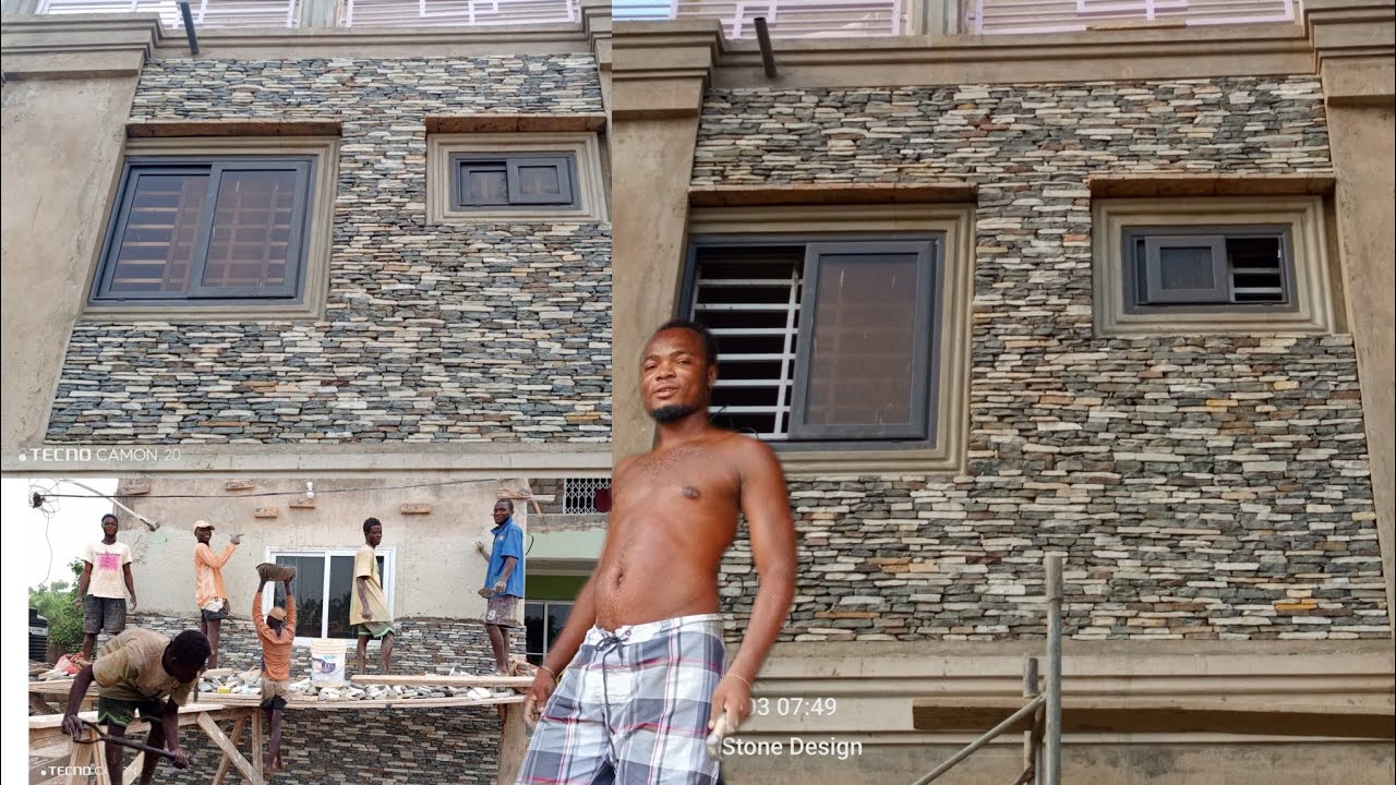 Installation of Accra Stone Cladding for house decoration by Steven ...