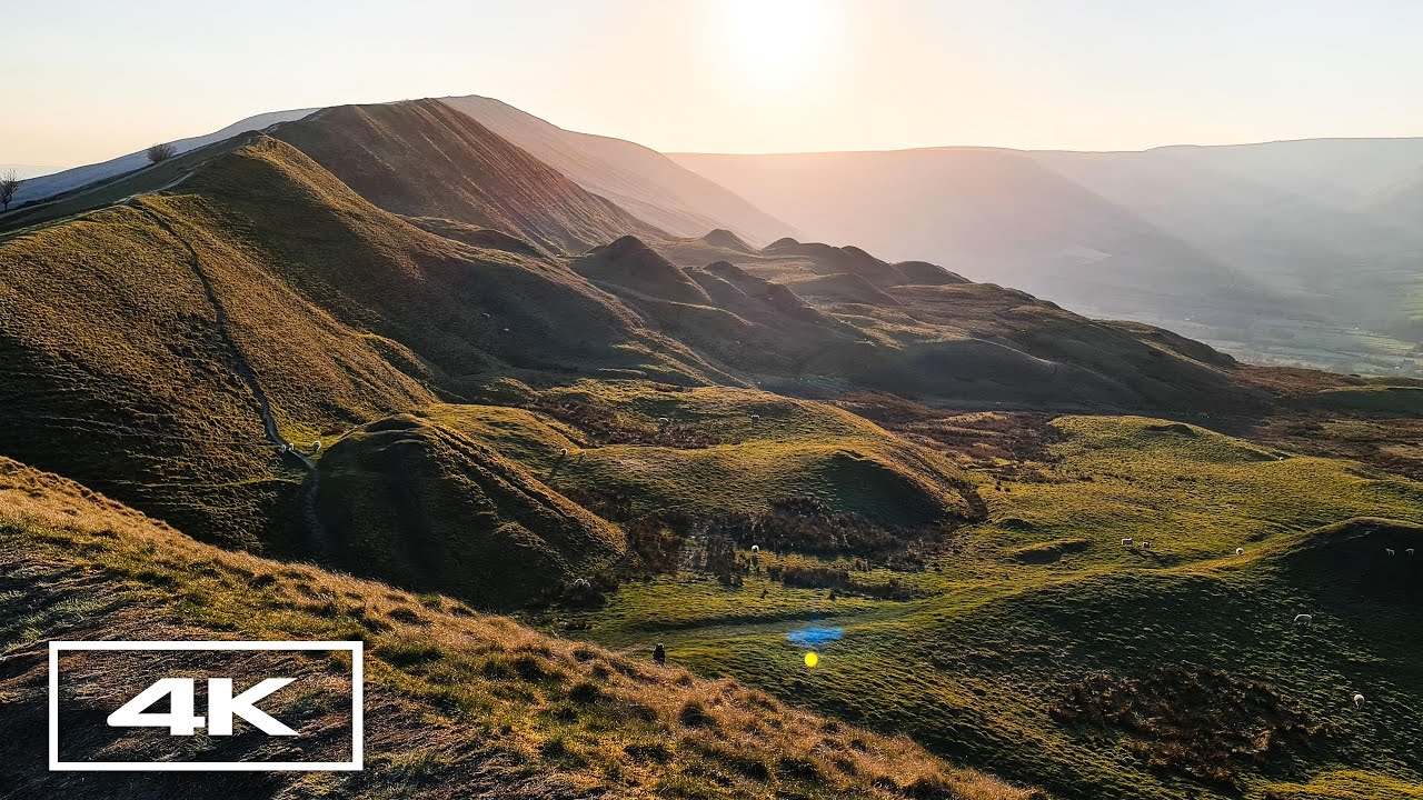 Peak District Mam Tor Sunset 4k Walk Tour, ASMR Natural Forest Relaxing ...