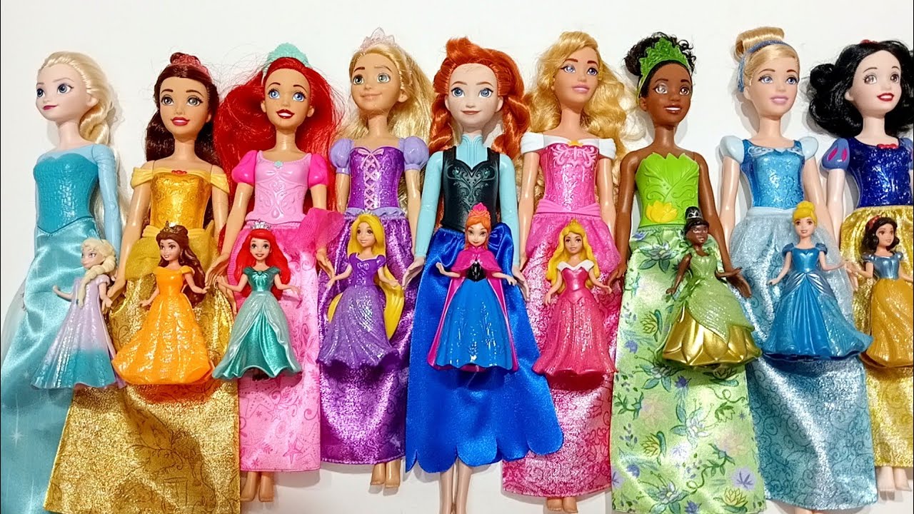ASMR Most Popular Disney Princess Dolls lots of colorful rainbow ...