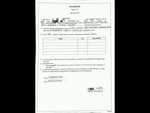 How to fill up APSC CCE 2022 DECLARATION FORM A - YouTube