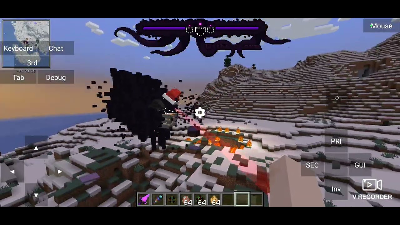 Wither storm with Christmas hat and laser with red and green color ...
