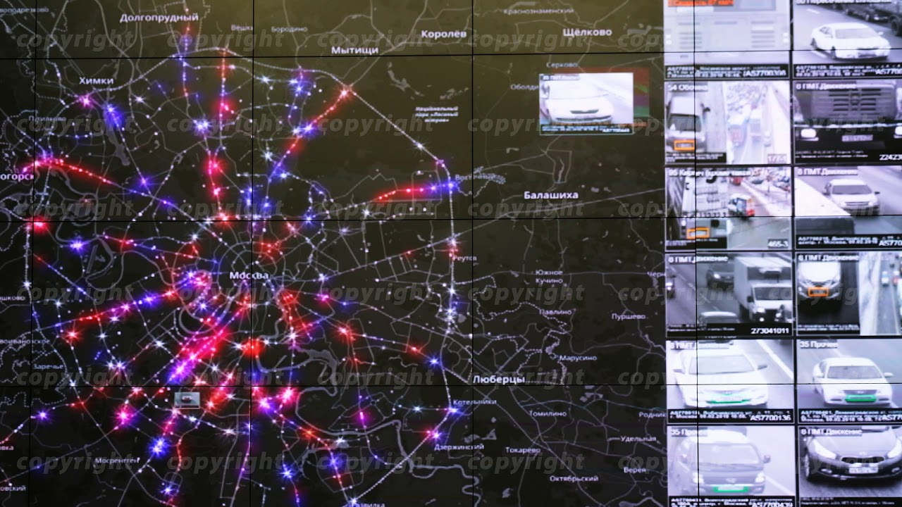 Interactive map in the traffic monitoring center shows statistics - YouTube