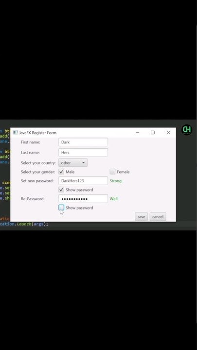 Make Register Form in JavaFX #DarkHers #darkhers #program #code #java #bhfyp #youtubeshorts # ...