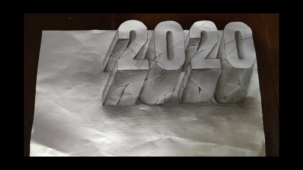 Happy New Year 2020 - Drawing 3D Number 2020 pencil - 3d letter ...
