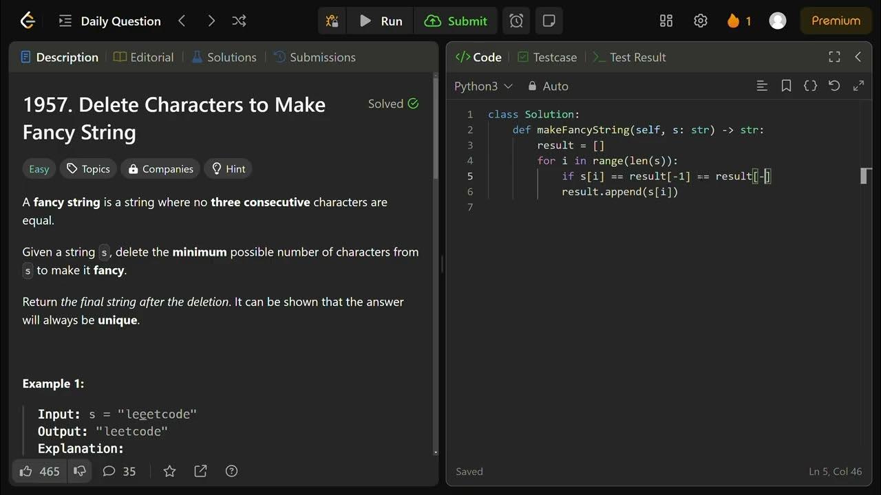 Delete Characters to Make Fancy String - Leetcode (Python) - YouTube