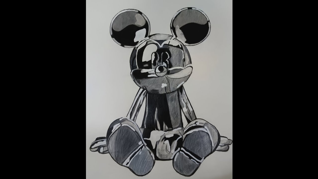 How to draw a metallic Mickey mouse| step by step tutorial | Coloured ...