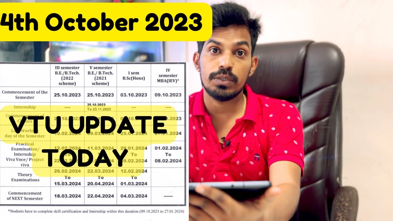 VTU UPDATE TODAY 4th October 2023 | Academic Calendar #takeitsmart #vtu ...