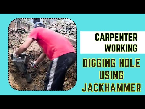 CARPENTER MAN WORKING DIGGING HOLE USING JACKHAMMER #workhard # ...