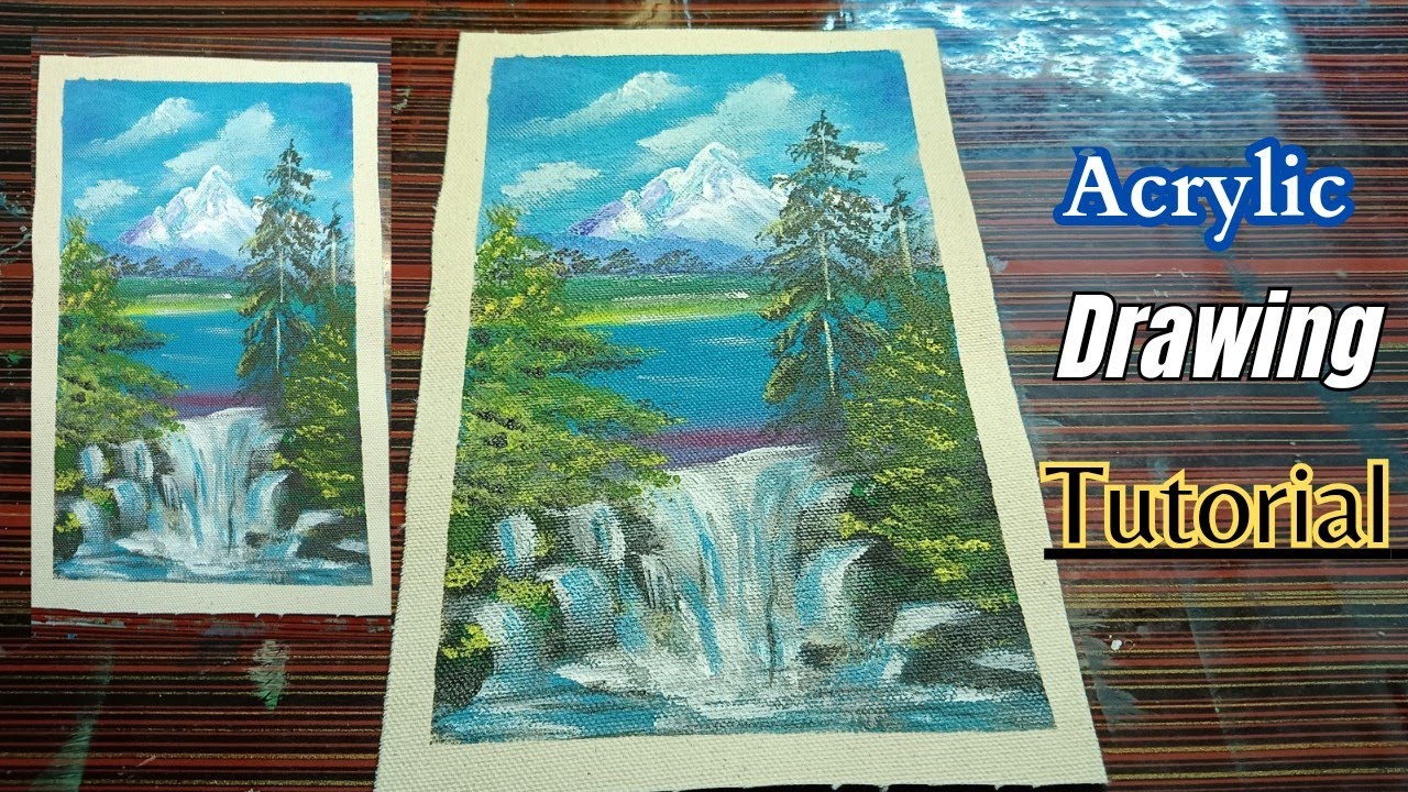 Draw Landscape Drawing with Acrylic colour || Acrylic Drawing Tutorial ...