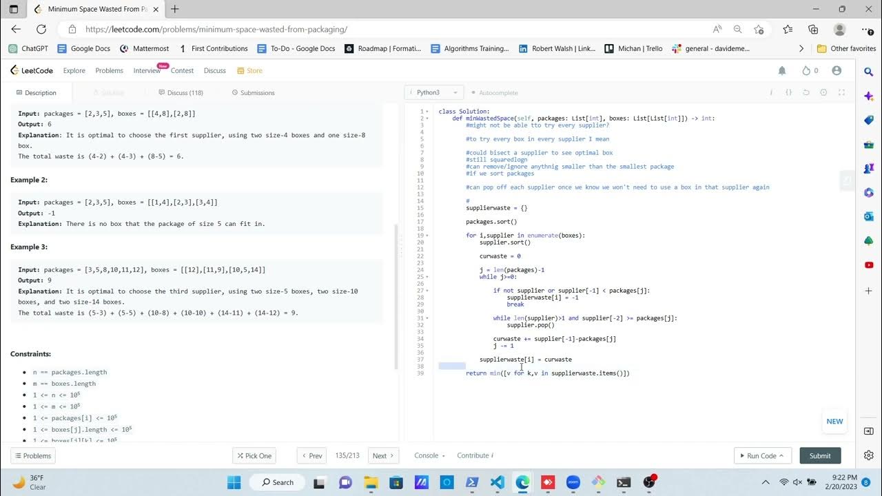 LeetCode Hard 1889 Minimum Space Wasted From Packaging - YouTube