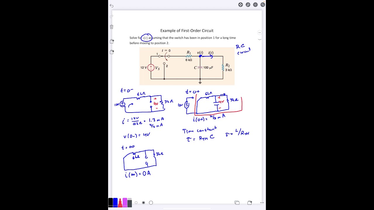 Example #1 of a First Order Circuit - YouTube