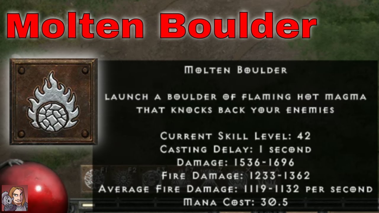 D2R Skills & Abilities - Molten Boulder, Elemental (Druid) - YouTube
