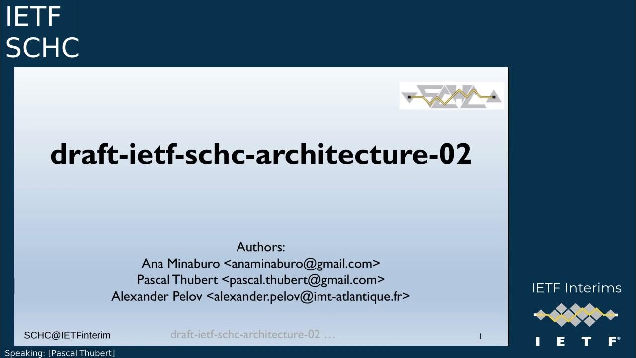 IETF interim: Static Context Header Compression (SCHC) 2024-04-30 14:00 - YouTube