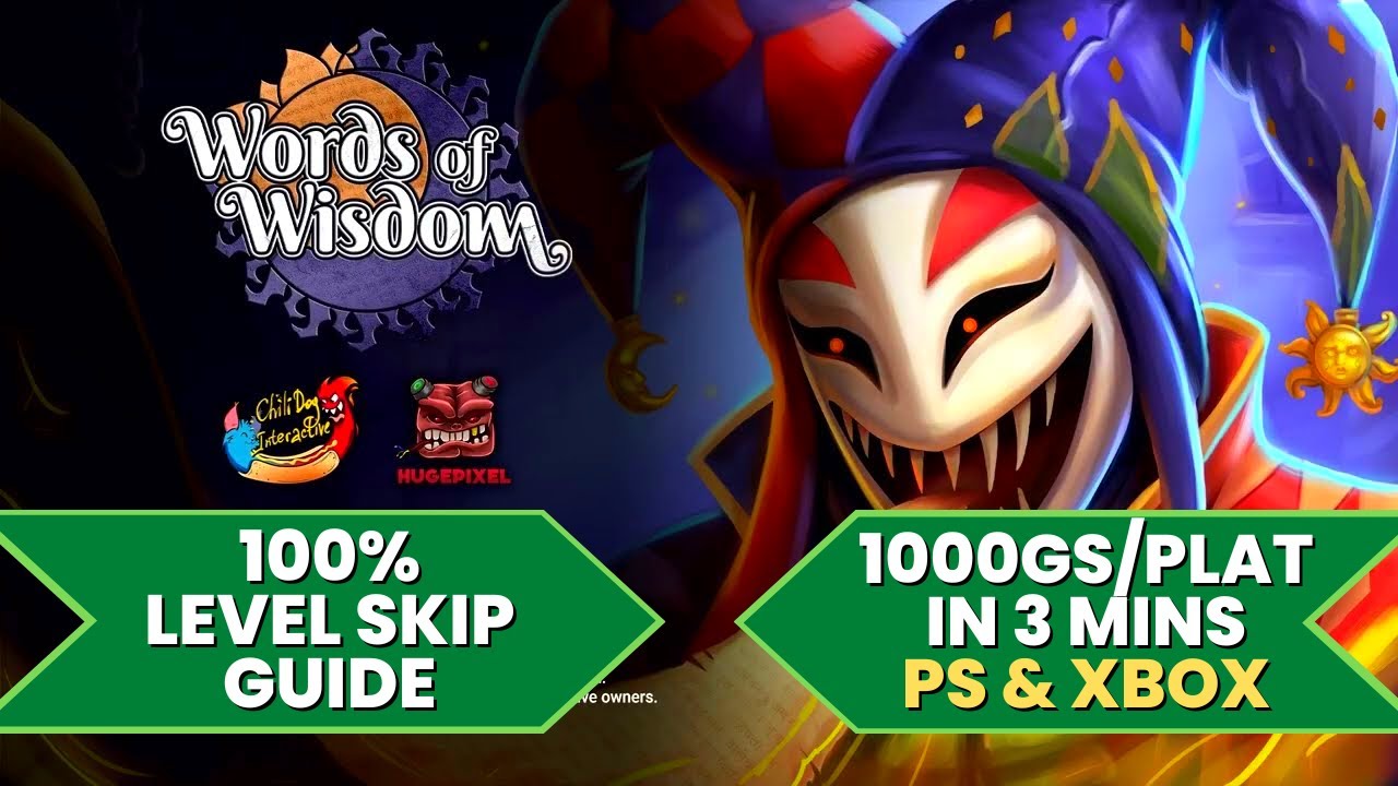 Words of Wisdom - 100% Cheat Guide (1000GS/Platinum in 3 Mins) - YouTube