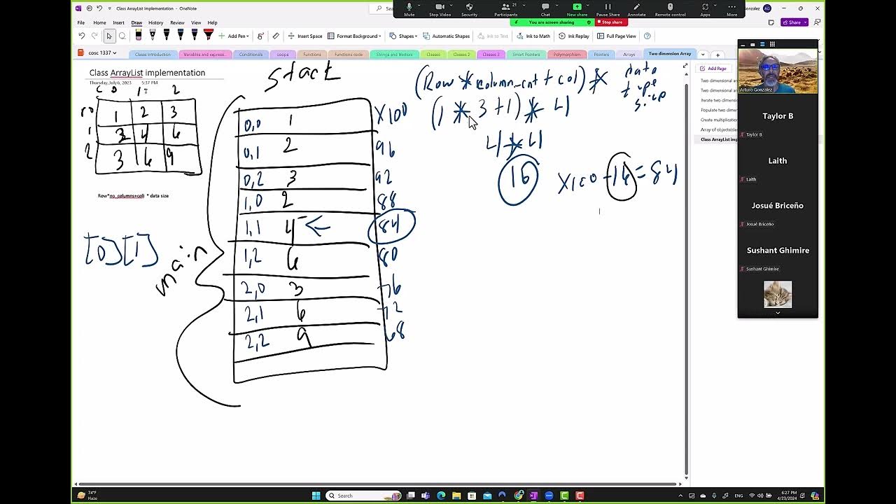 042324 COSC 1337 C++ Intro to 2 Dimensional stack arrays - YouTube