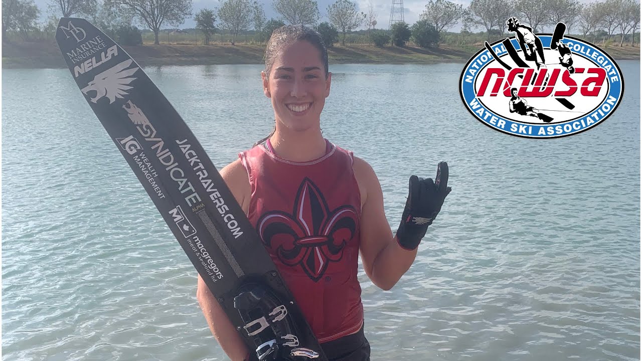 NCWSA Women's Slalom Record - Jaimee Bull - 3 buoys @ 39.5' off - YouTube