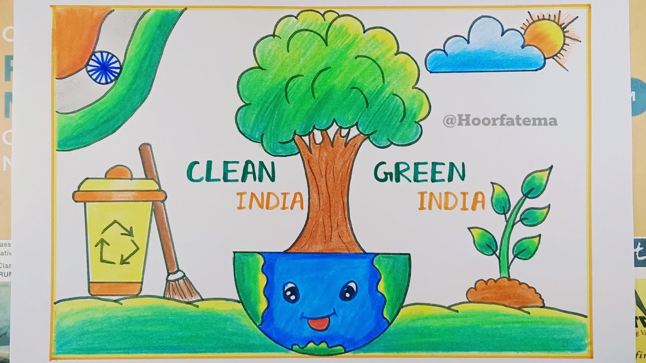 Clean India Green India Poster Drawing| How to draw Swachh Bharat ...
