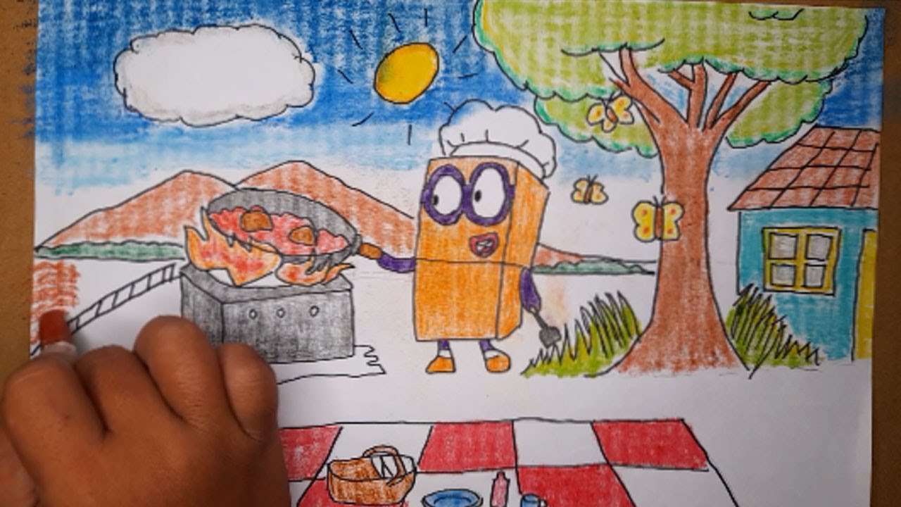 Draw Numberblocks 2 cooking outdoor - YouTube