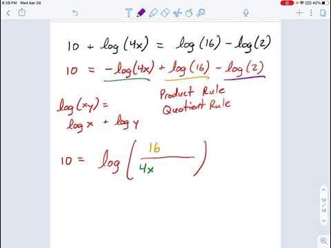 SM3.06.50 - Solving Logarithmic Equation by Combining Logs - YouTube