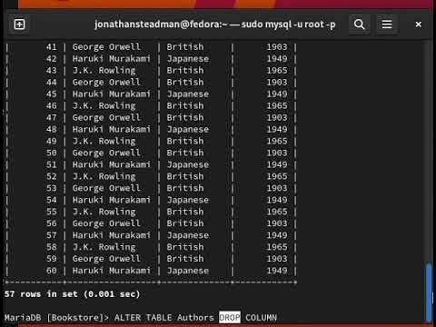 MariaDB - Quick video on delete column in the table. #3 - YouTube