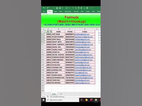 How to Match+vlookup in excel #excel#matchvlookup#vlookup# ...