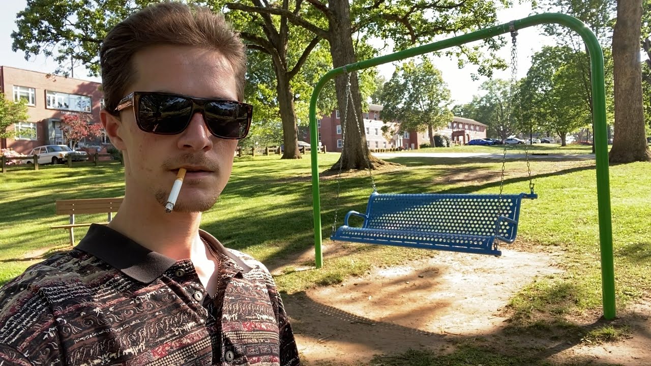 Smoking a Cigarette on a Swinging Park Bench - YouTube
