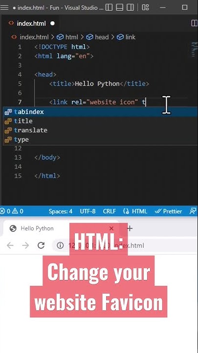 HTML | How to change website favicon #html #webdesign #asmr #webdevelopment #shorts - YouTube